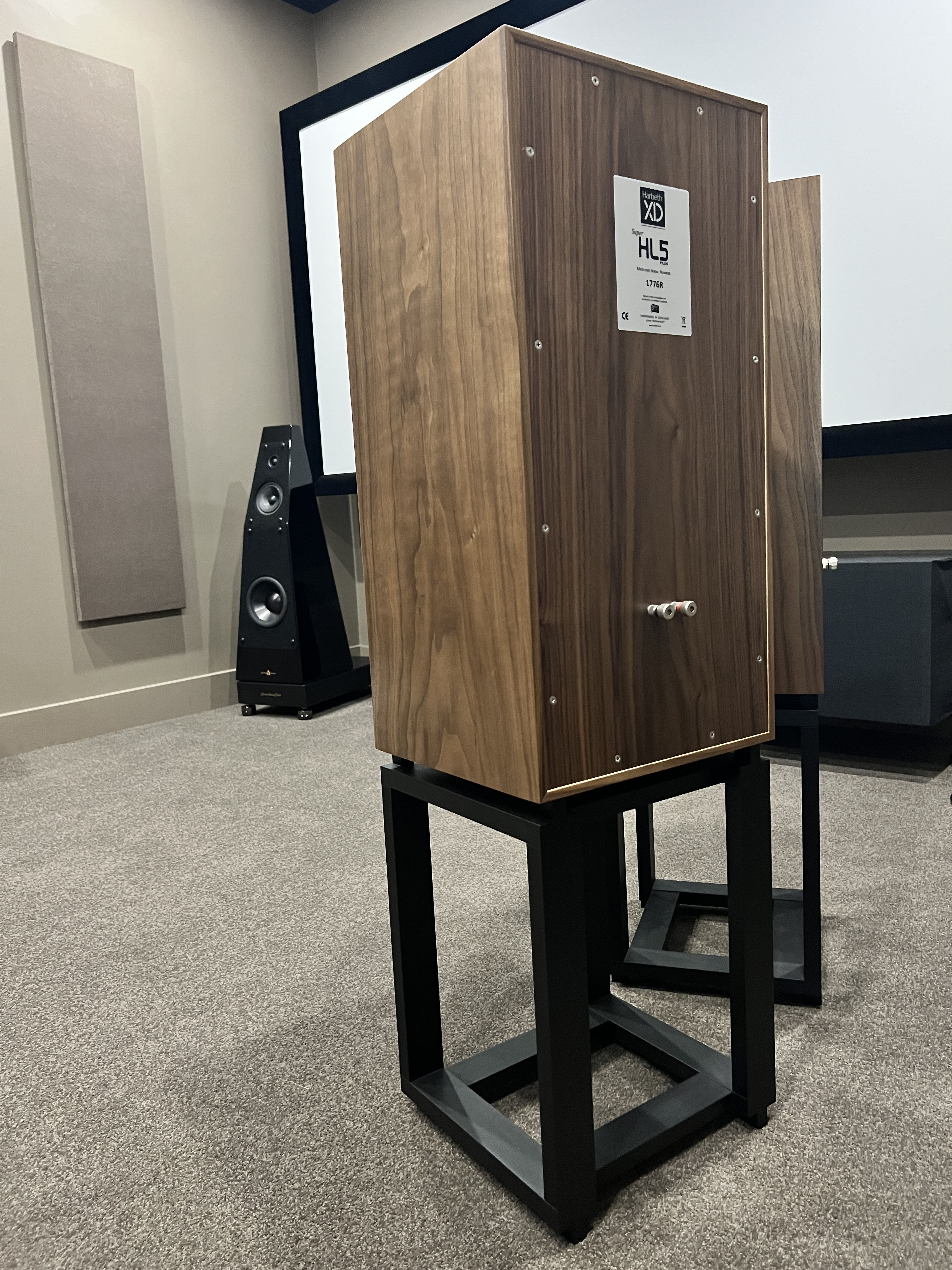 Harbeth sHL5 XD Speakers in Walnut with matching stands - Commercial ...