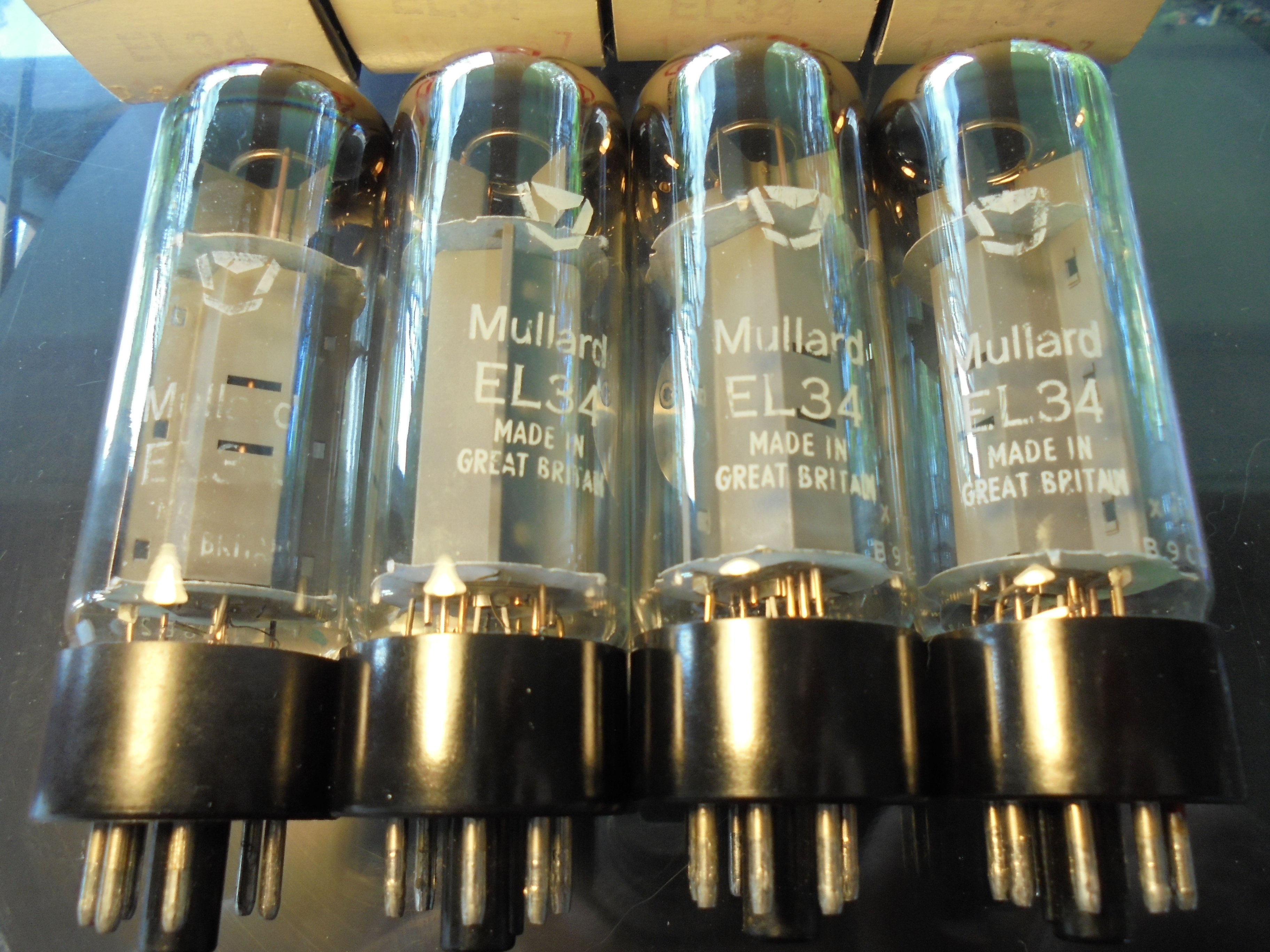 MULLARD EL34 BRITISH FX4 MATCHED QUAD OF VINTAGE VALVES |﻿ Hi-Fi and Cinema Cables & Accessories
