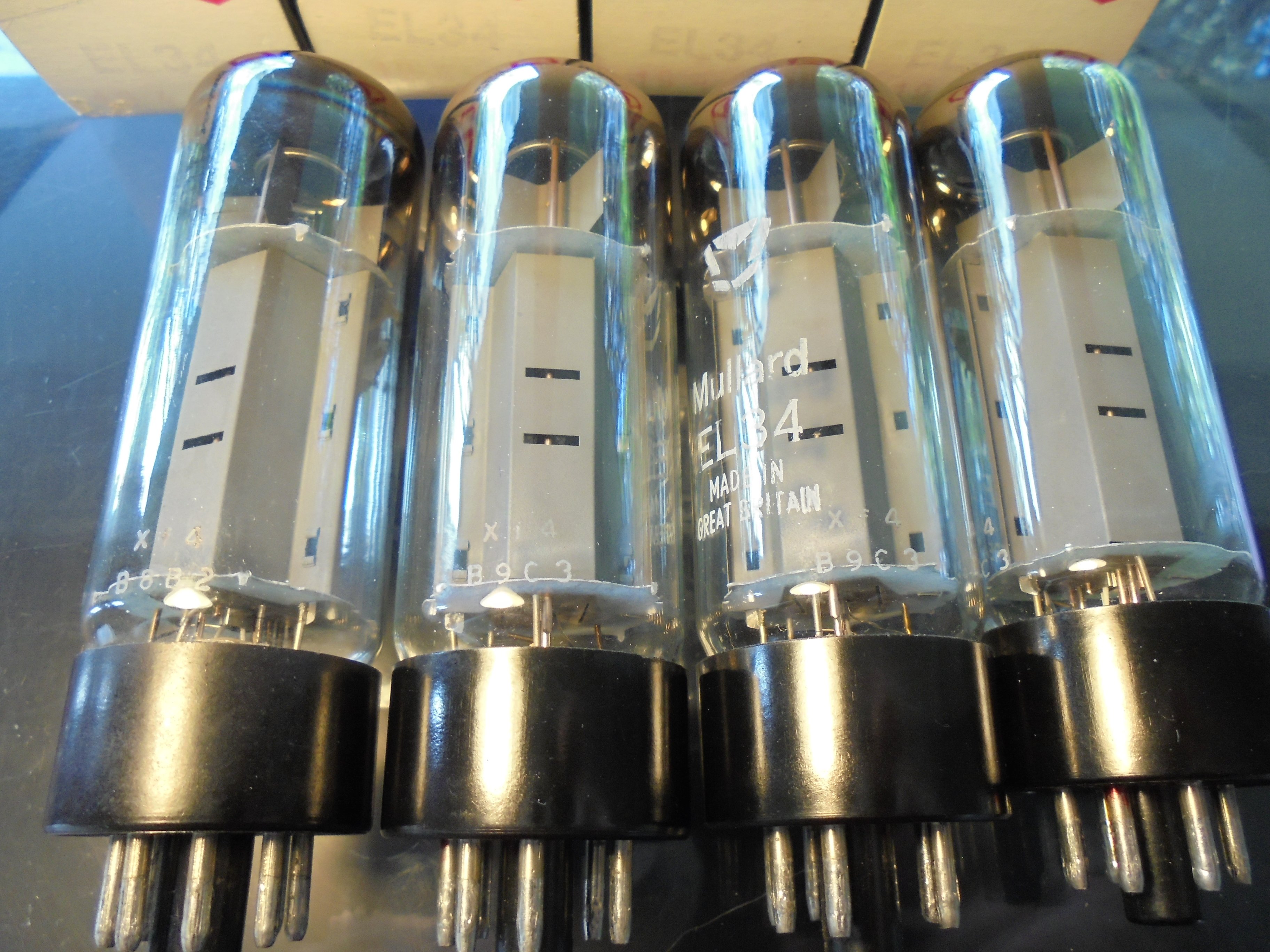 MULLARD EL34 BRITISH FX4 MATCHED QUAD OF VINTAGE VALVES |﻿ Hi-Fi and Cinema Cables & Accessories