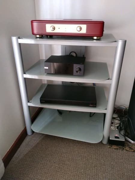 HI-FI rack, metal with glass shelves, VGC |﻿ Hi-Fi and Cinema Cables ...