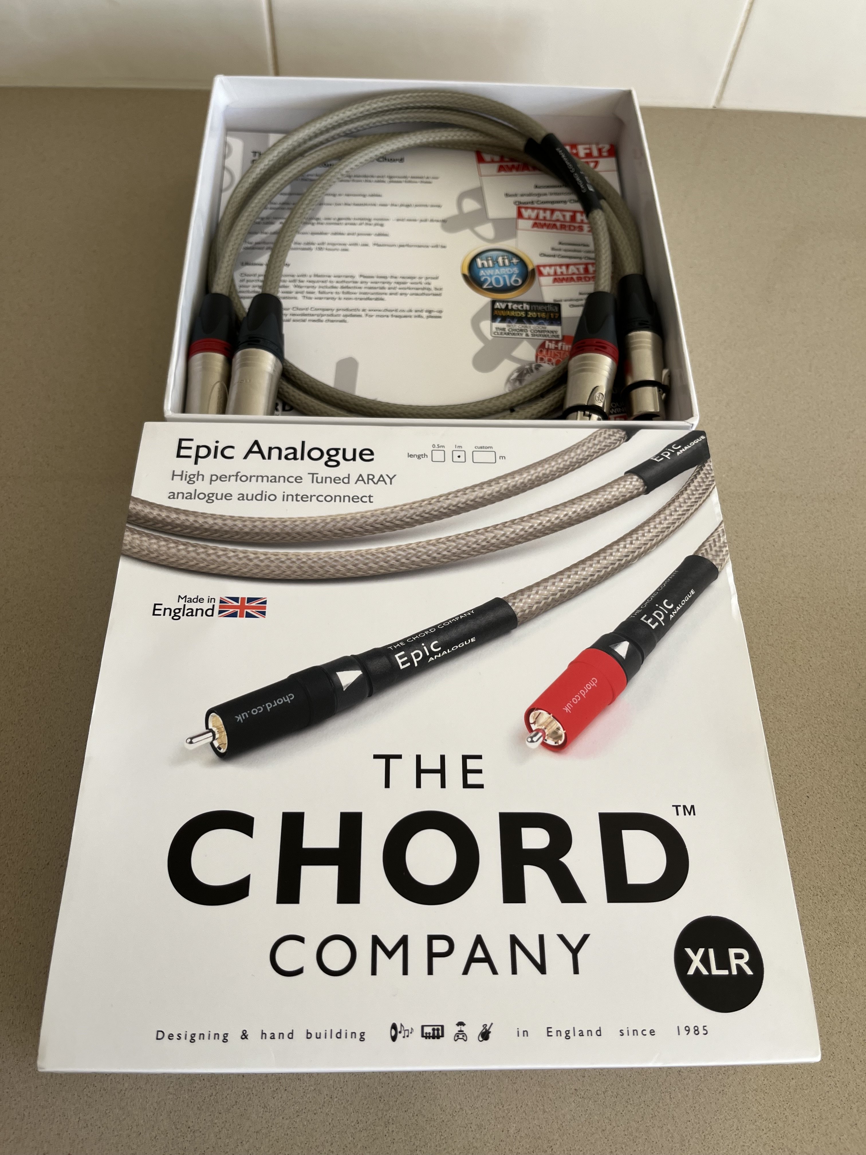 Chord Epic XLRs 1 metre in length |﻿ Hi-Fi and Cinema Cables & Accessories