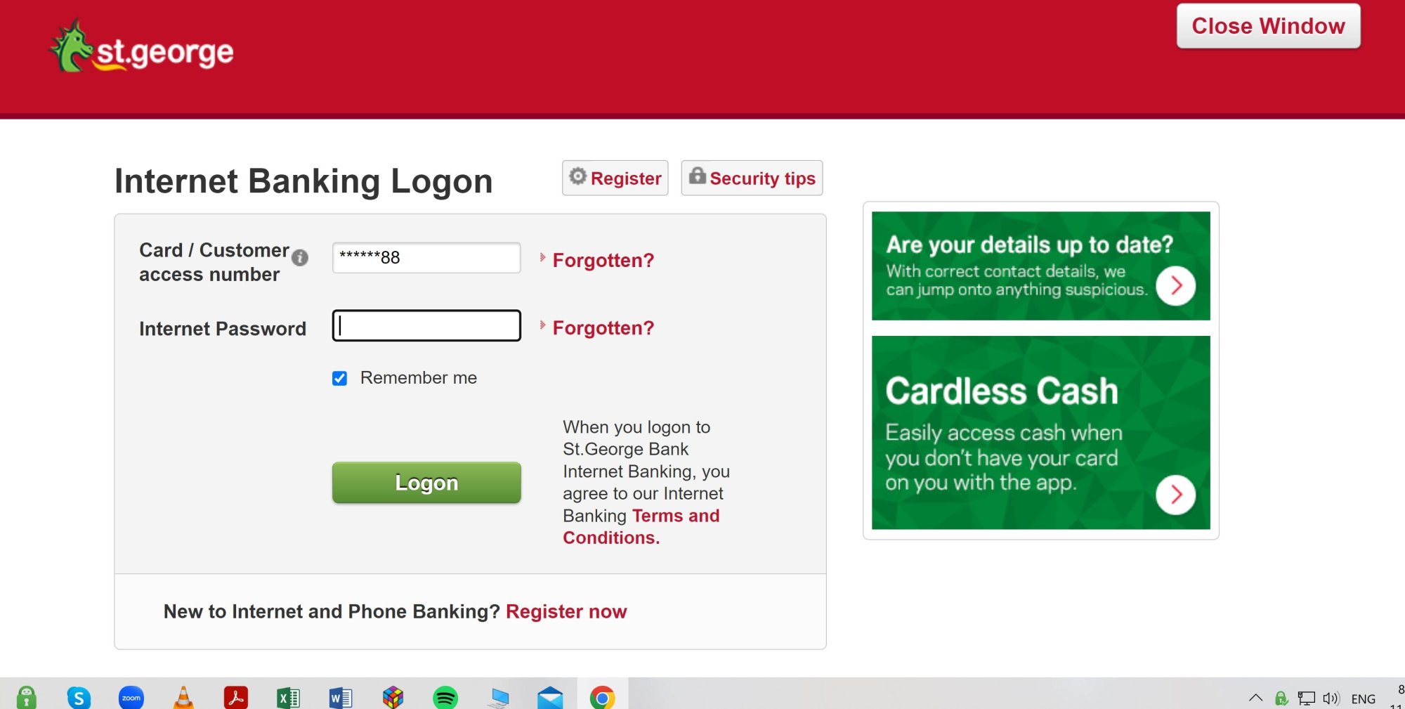 St. George Bank password etc problem - Computers, Gaming & Technology ...