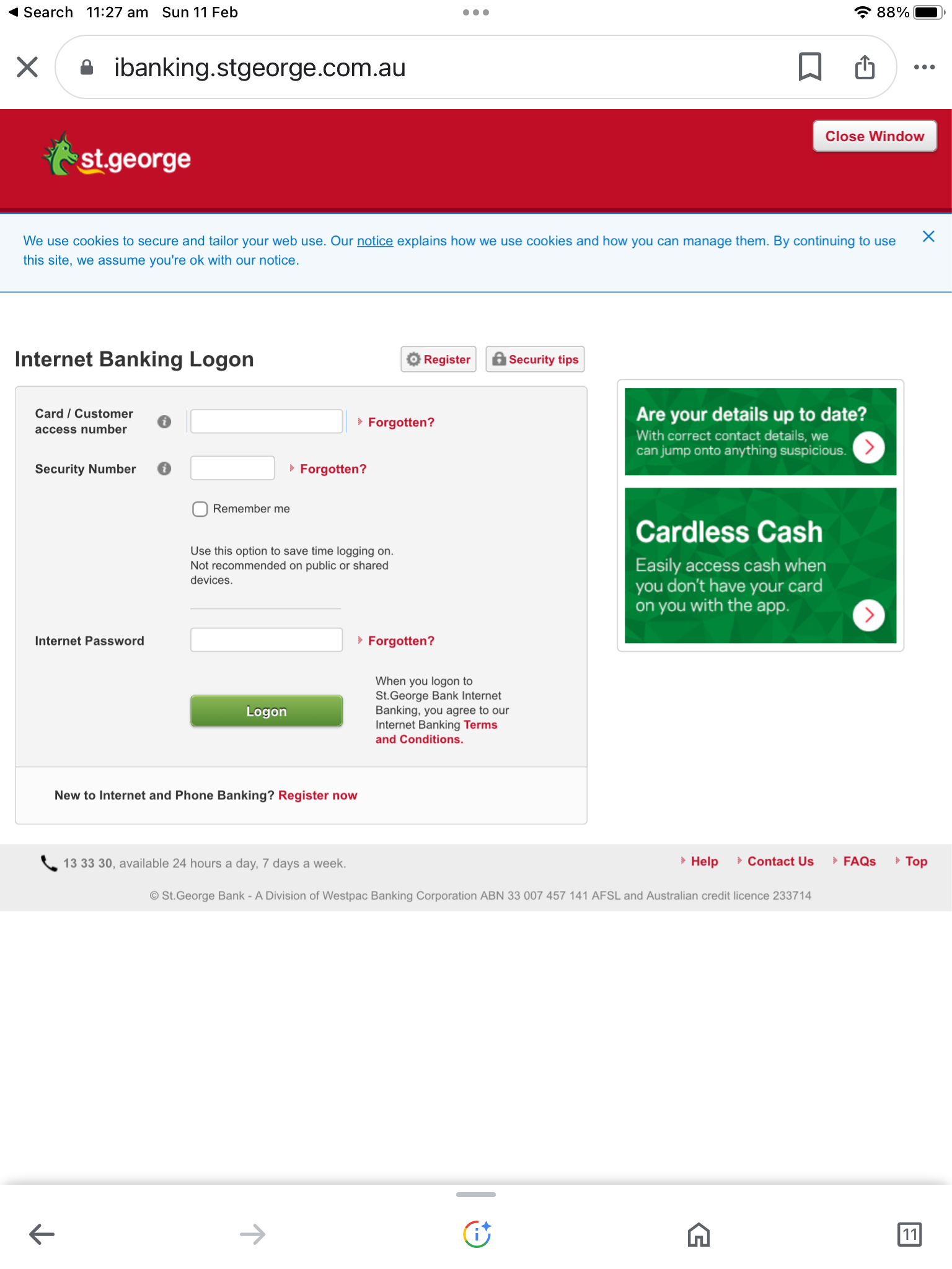 St. George Bank password etc problem - Computers, Gaming & Technology ...