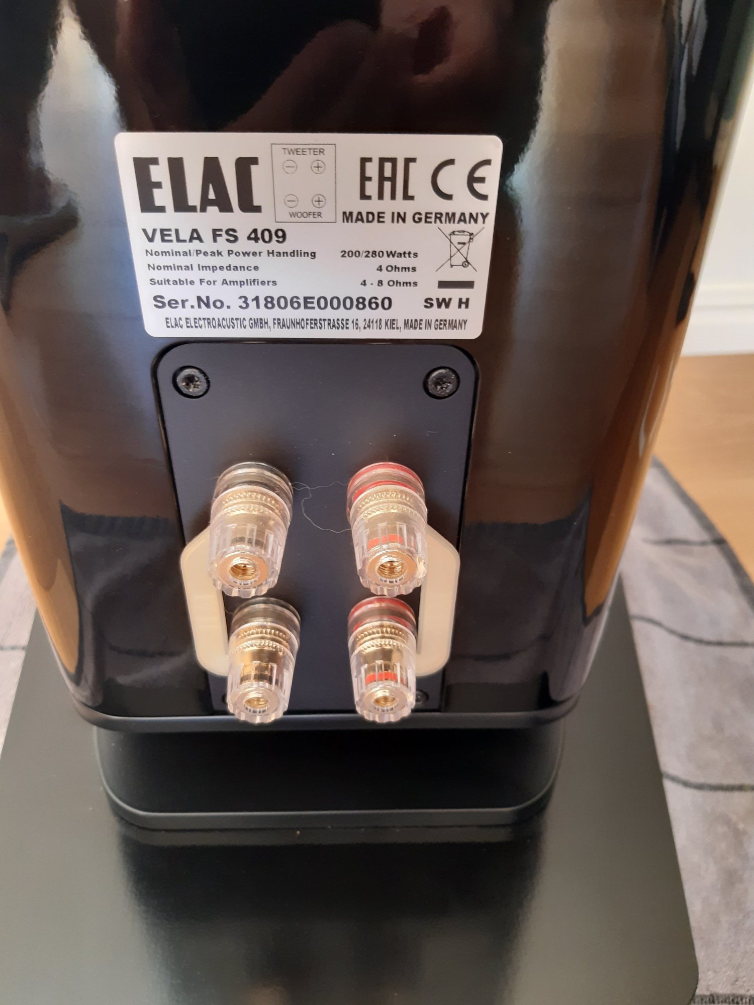 ELAC Vela FS409 Piano Gloss Black floorstand speakers - Stereo, Home ...