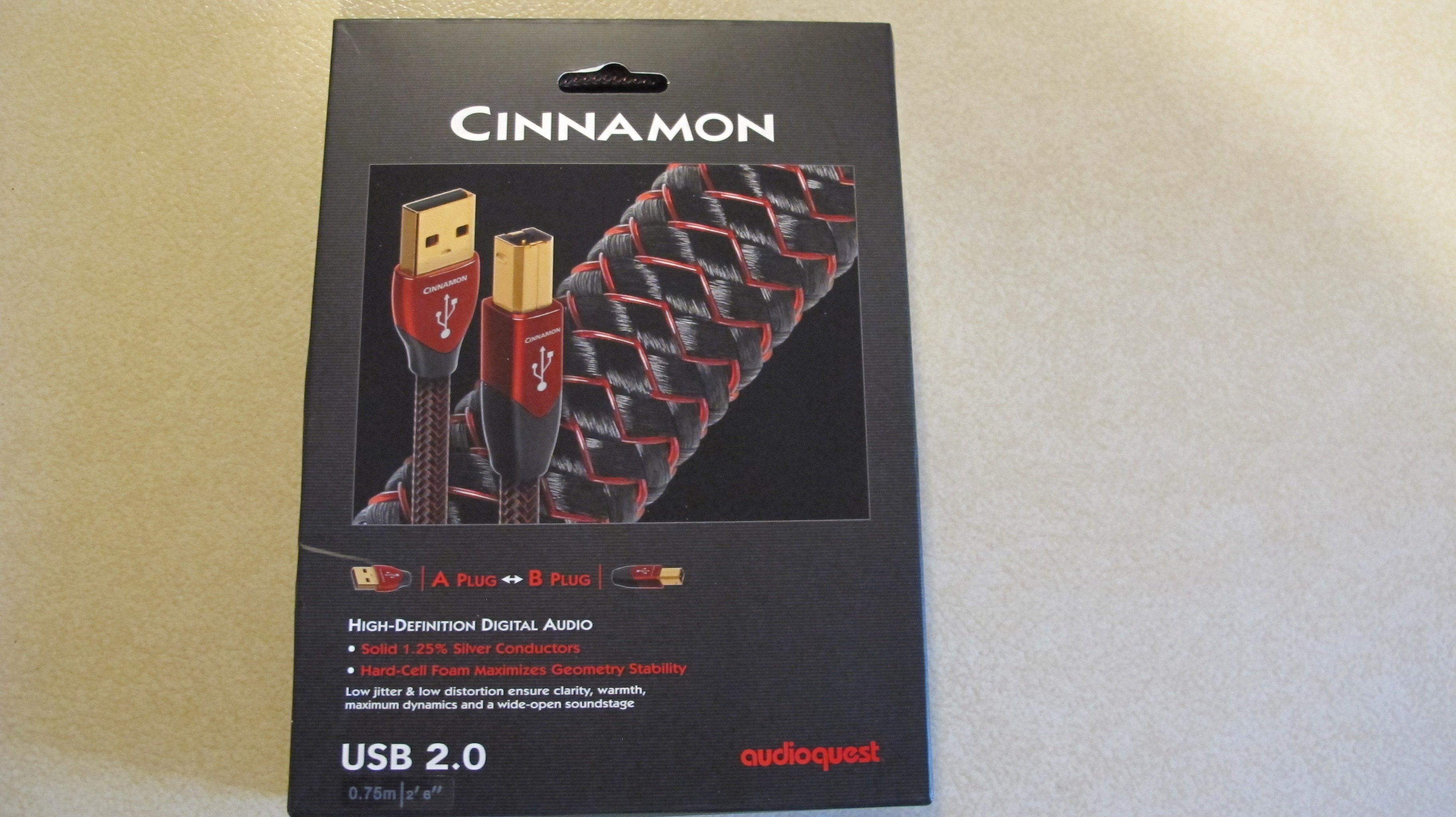 AUDIOQUEST CINNAMON A TO B USB CABLE 0.75 MTR - Hi-Fi and Cinema Cables & Accessories - StereoNET