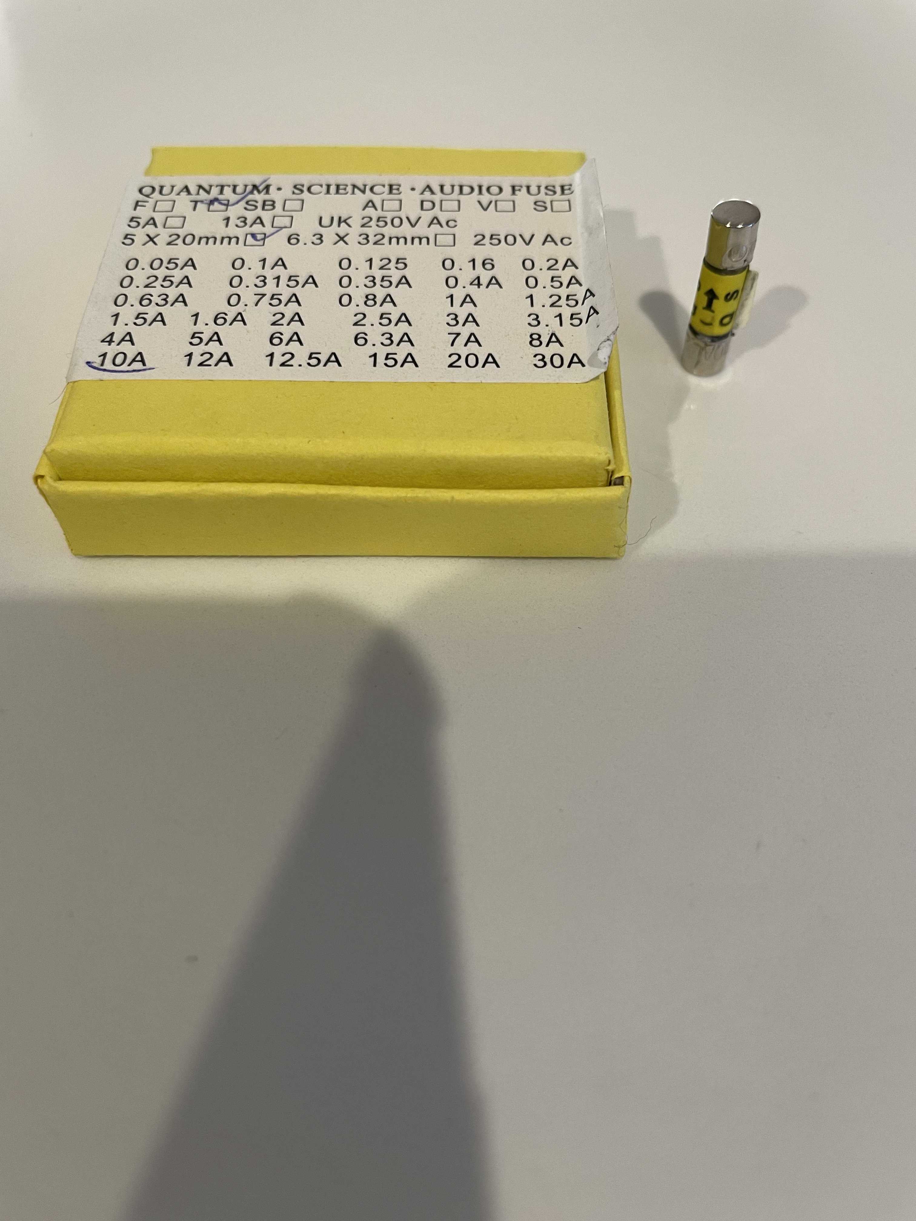 Quantum Science Audio 5 x 20mm Slow Blow Fuse Yellow 10A |﻿ Hi-Fi and ...