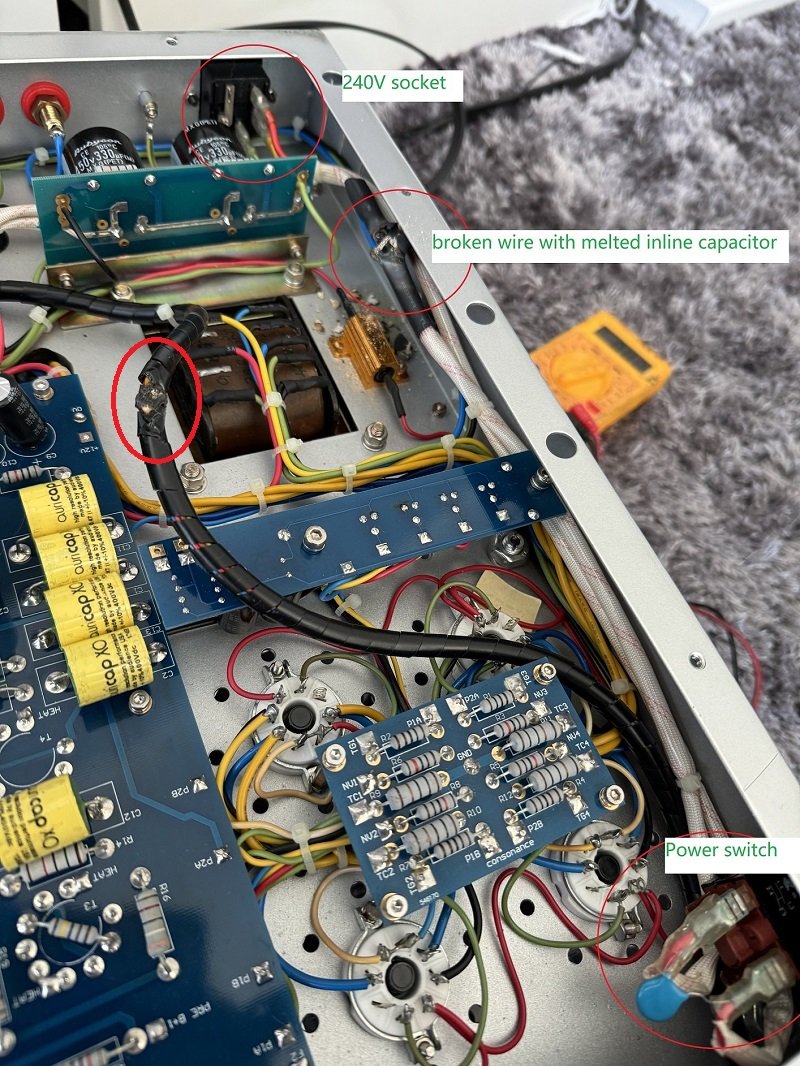 help ID'ing a melted inline capacitor from 240V supply - DIY Audio ...