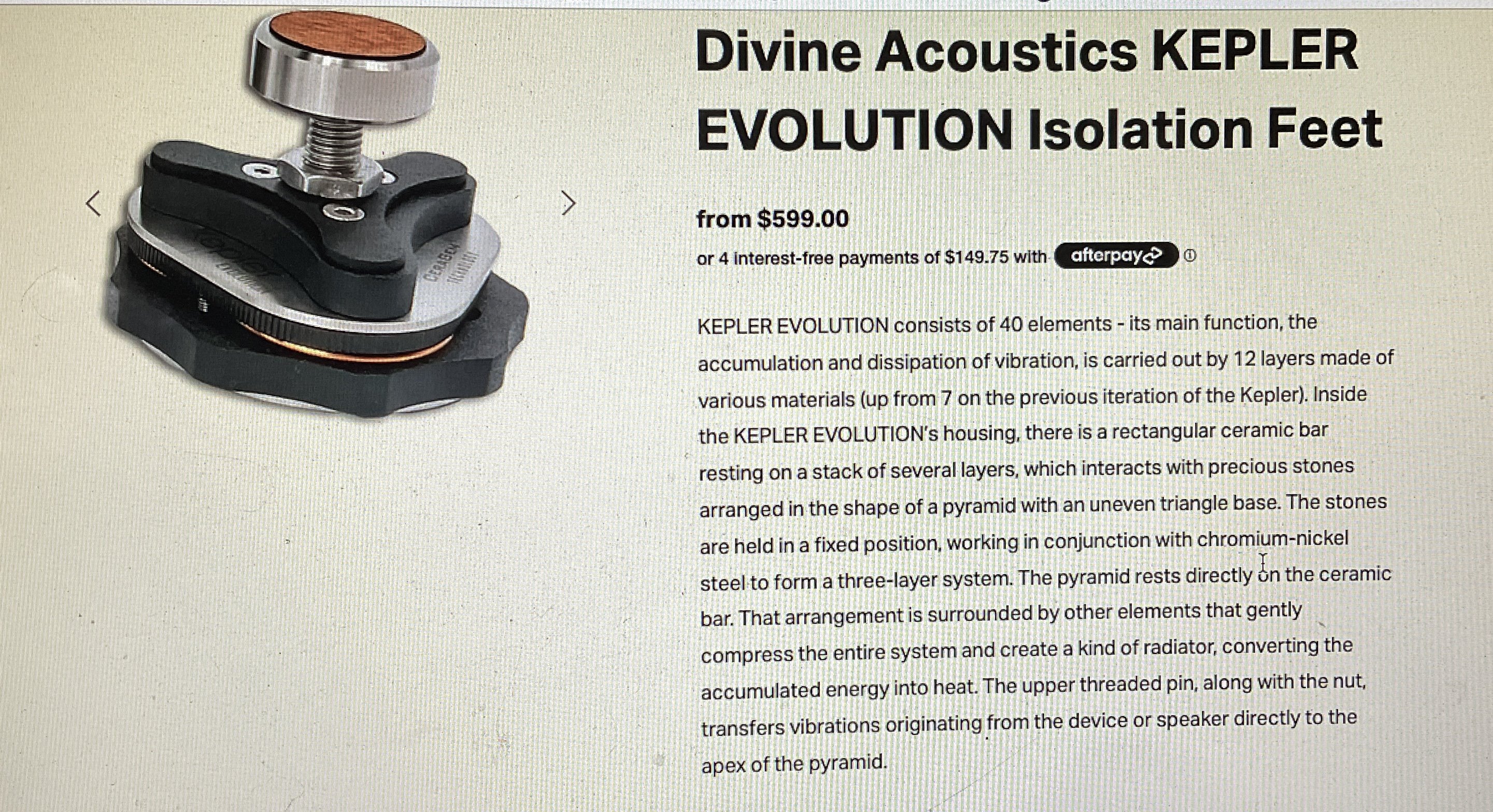 Divine Acoustics Kepler "Evolution" Vibration Absorbing Feet - Hi-Fi ...