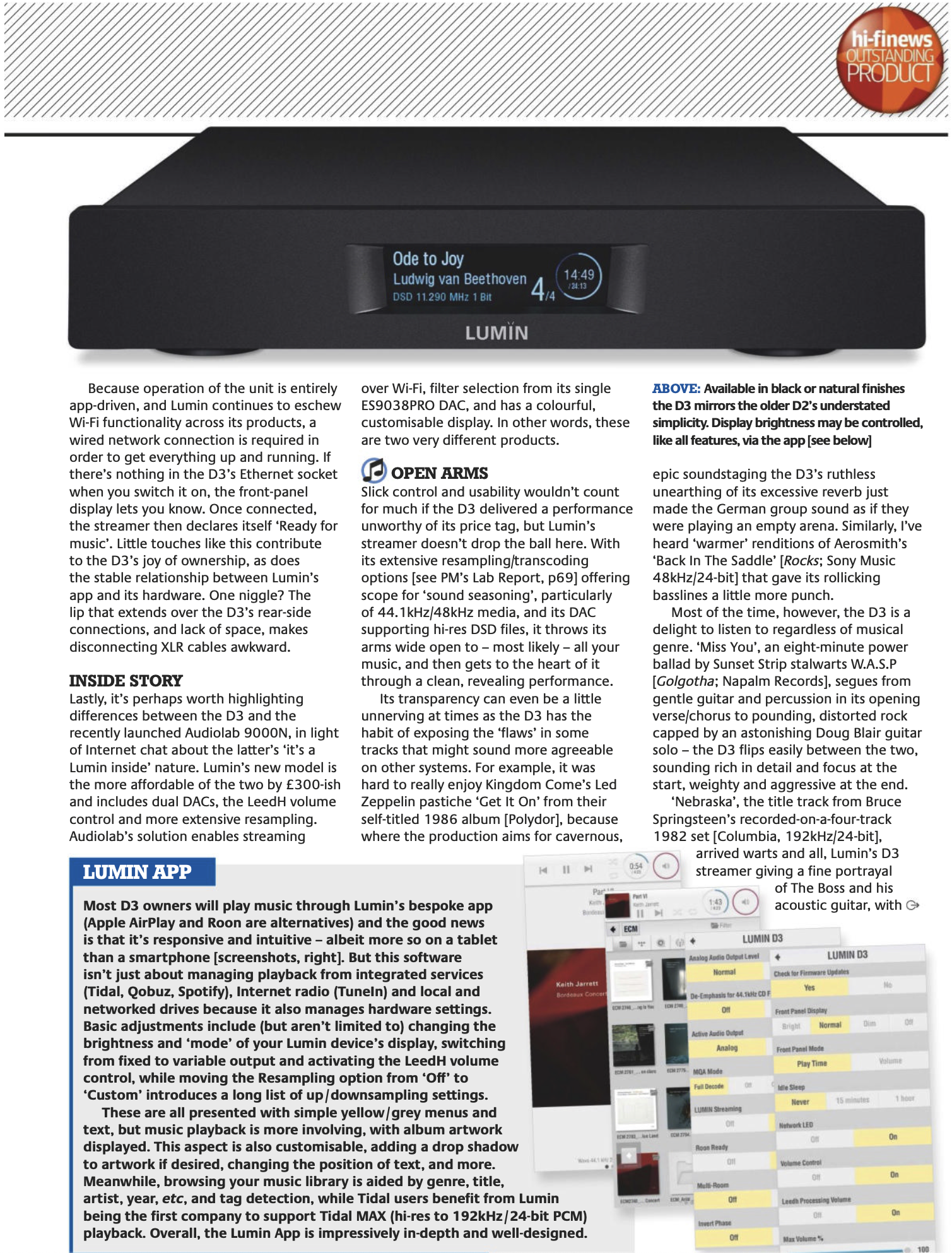 LUMIN D3 - OUTSTANDING PRODUCT award by HI-FI NEWS - Audio Magic ...
