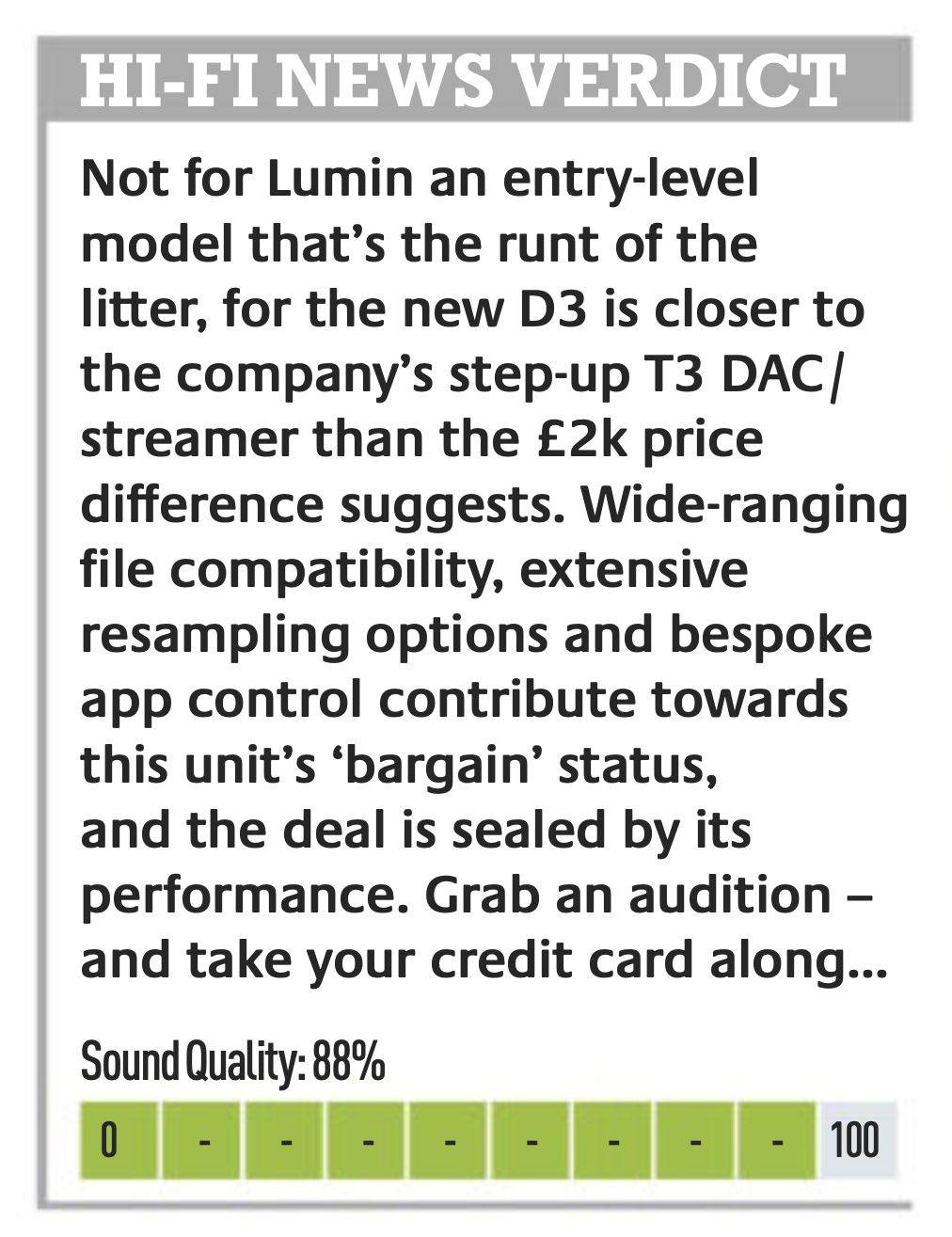 LUMIN D3 - OUTSTANDING PRODUCT award by HI-FI NEWS - Audio Magic ...