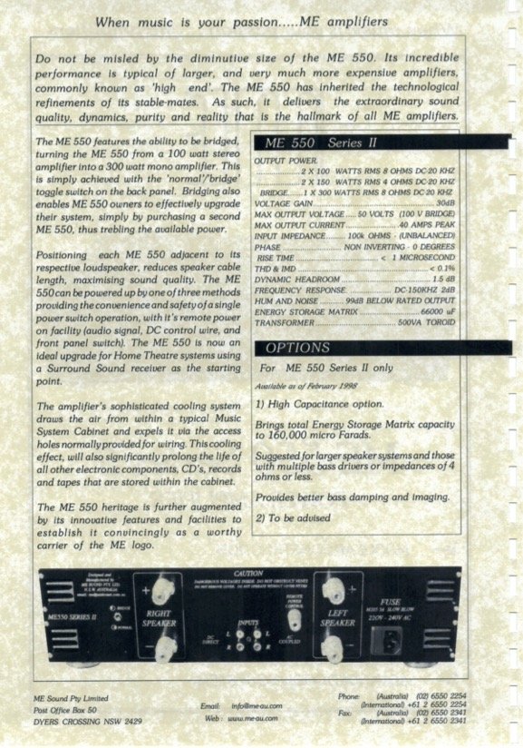 ME 550 Series II Hi Cap Power Amplifier |﻿ Power Amplifiers