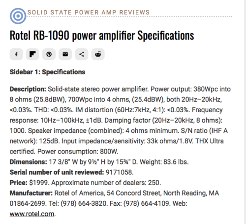 Rotel RB-1090 Power Amplifier - Power Amplifiers - StereoNET