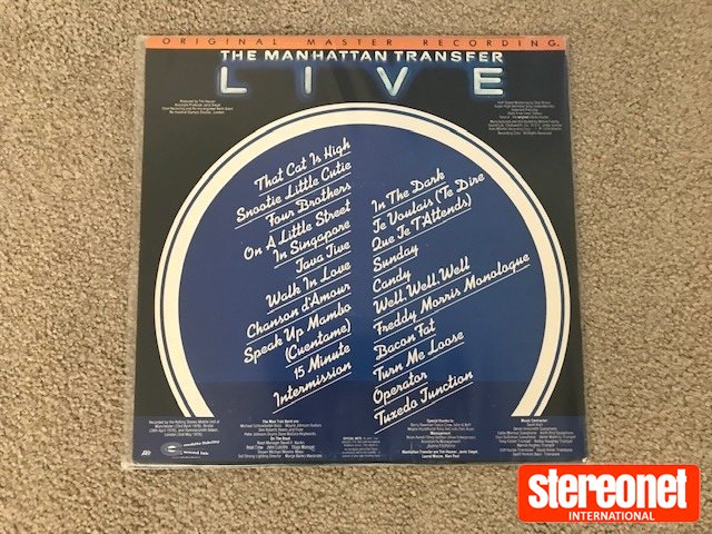 Manhattan Transfer "Live" Mobile Fidelity Master Recording Vinyl Record ...