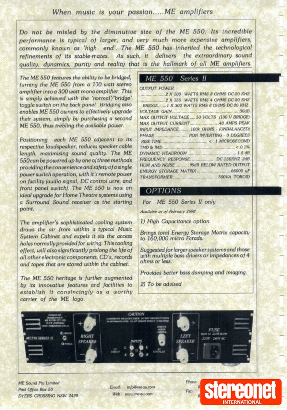 ME 550 Series II Hi Cap Power Amplifier - Power Amplifiers - StereoNET