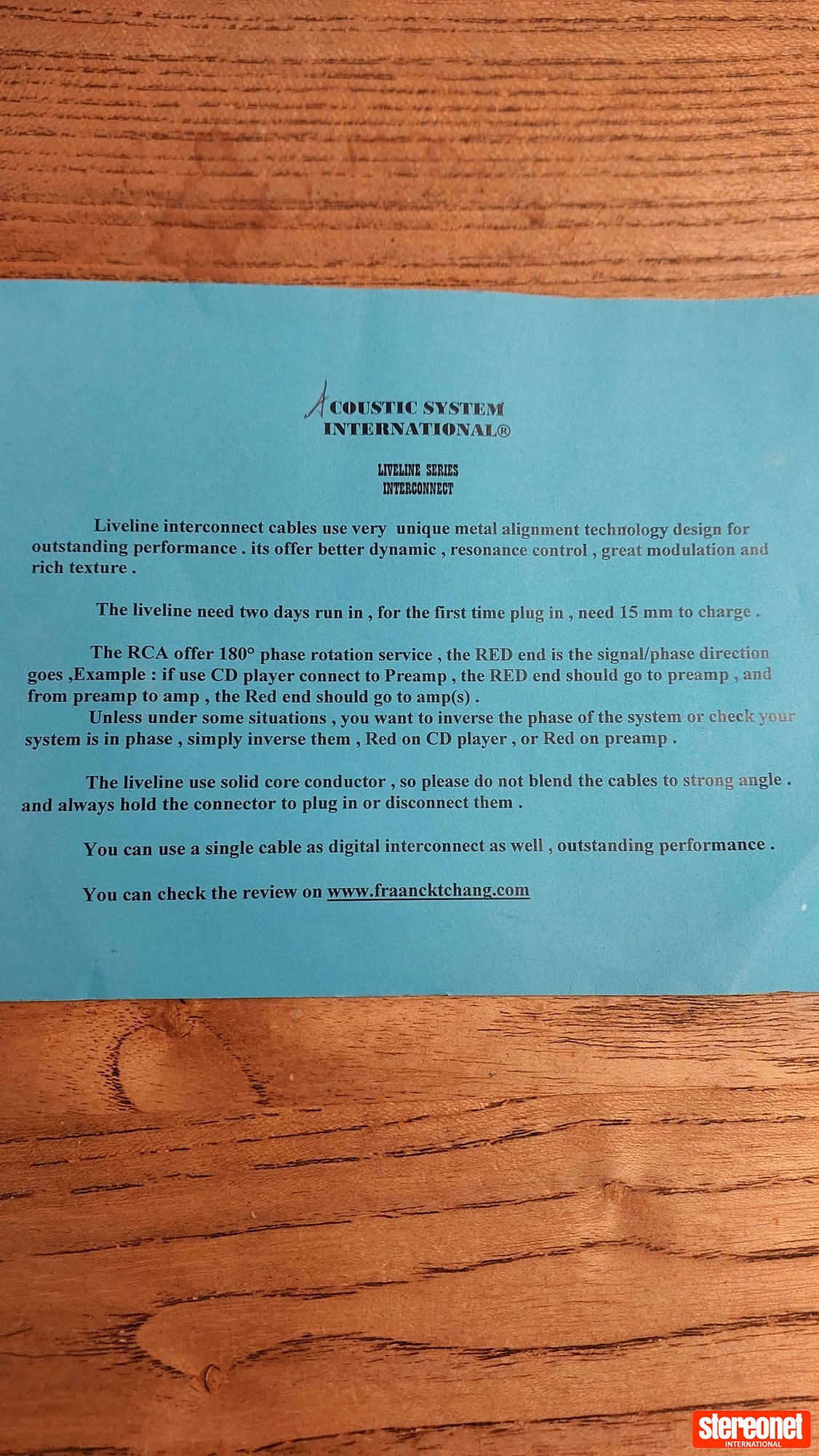 Acoustic System International ASI Liveline 1.5M Interconnect Cables ...