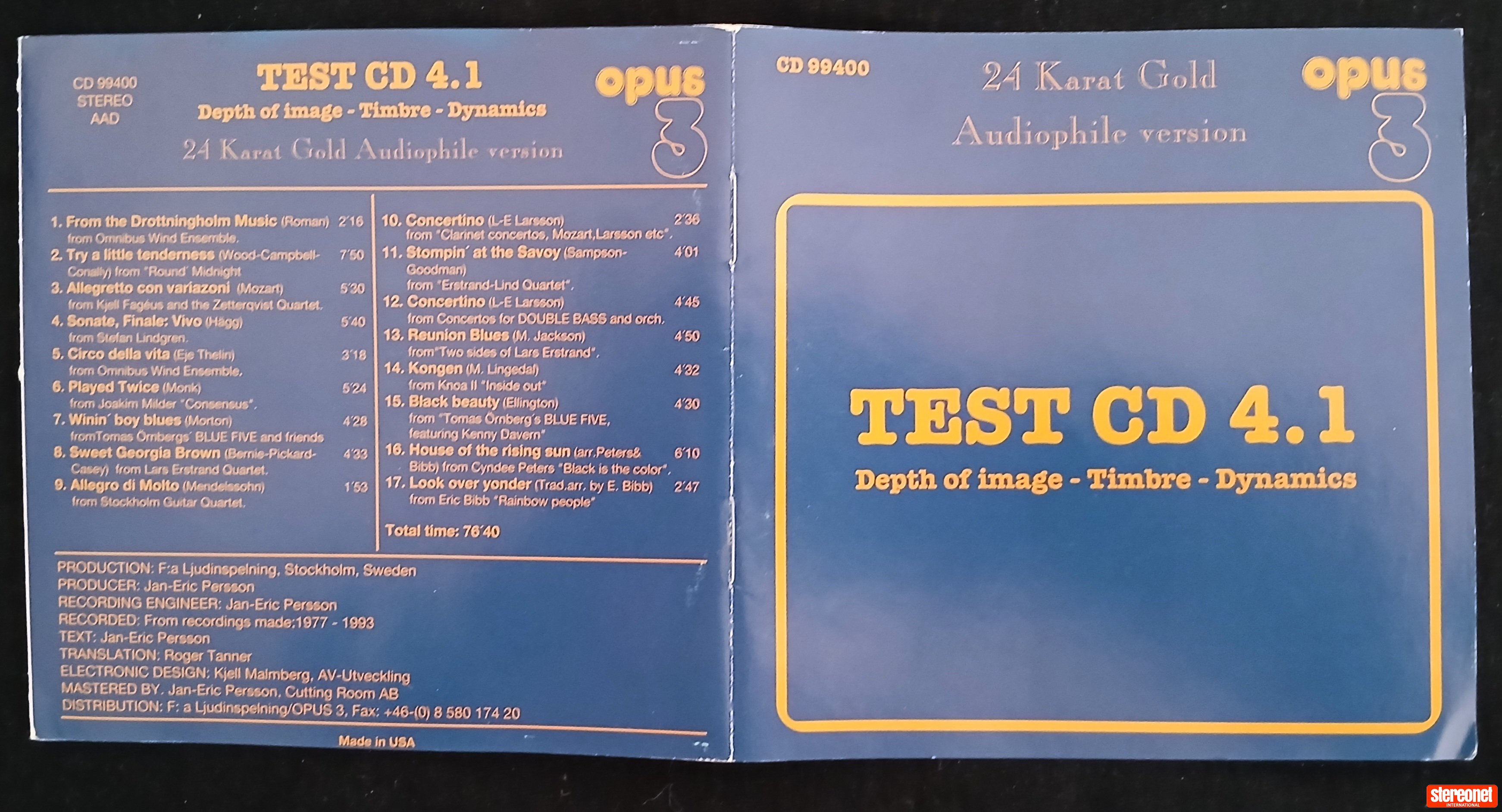 opus 3 TEST CD 4.1 (24 K Gold) CD - CD / SACD - StereoNET