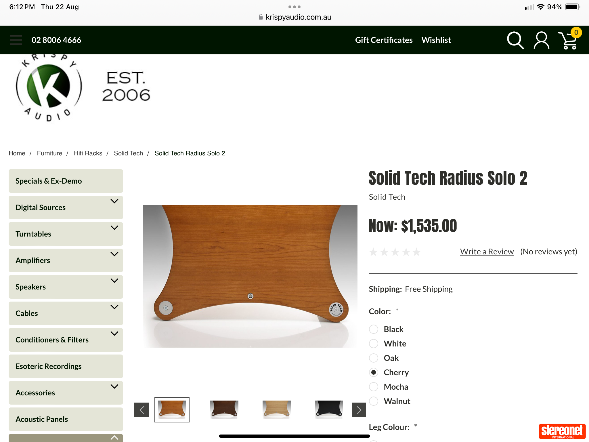 Solid Tech Radius Solo 2 - Cherry finish. Rack - Racks & Cabinets ...