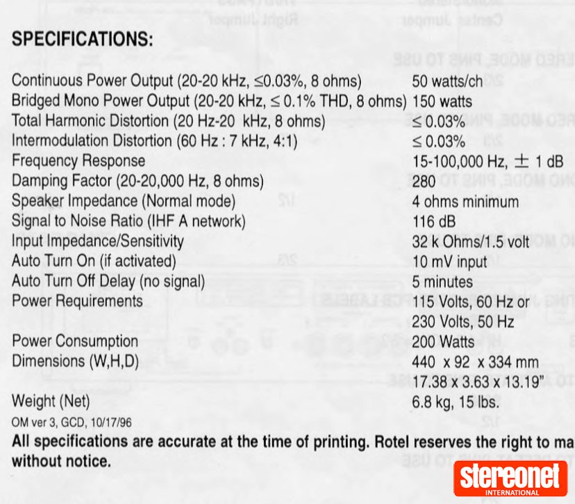 Rotel RB-951 Power Amplifier - Power Amplifiers - StereoNET