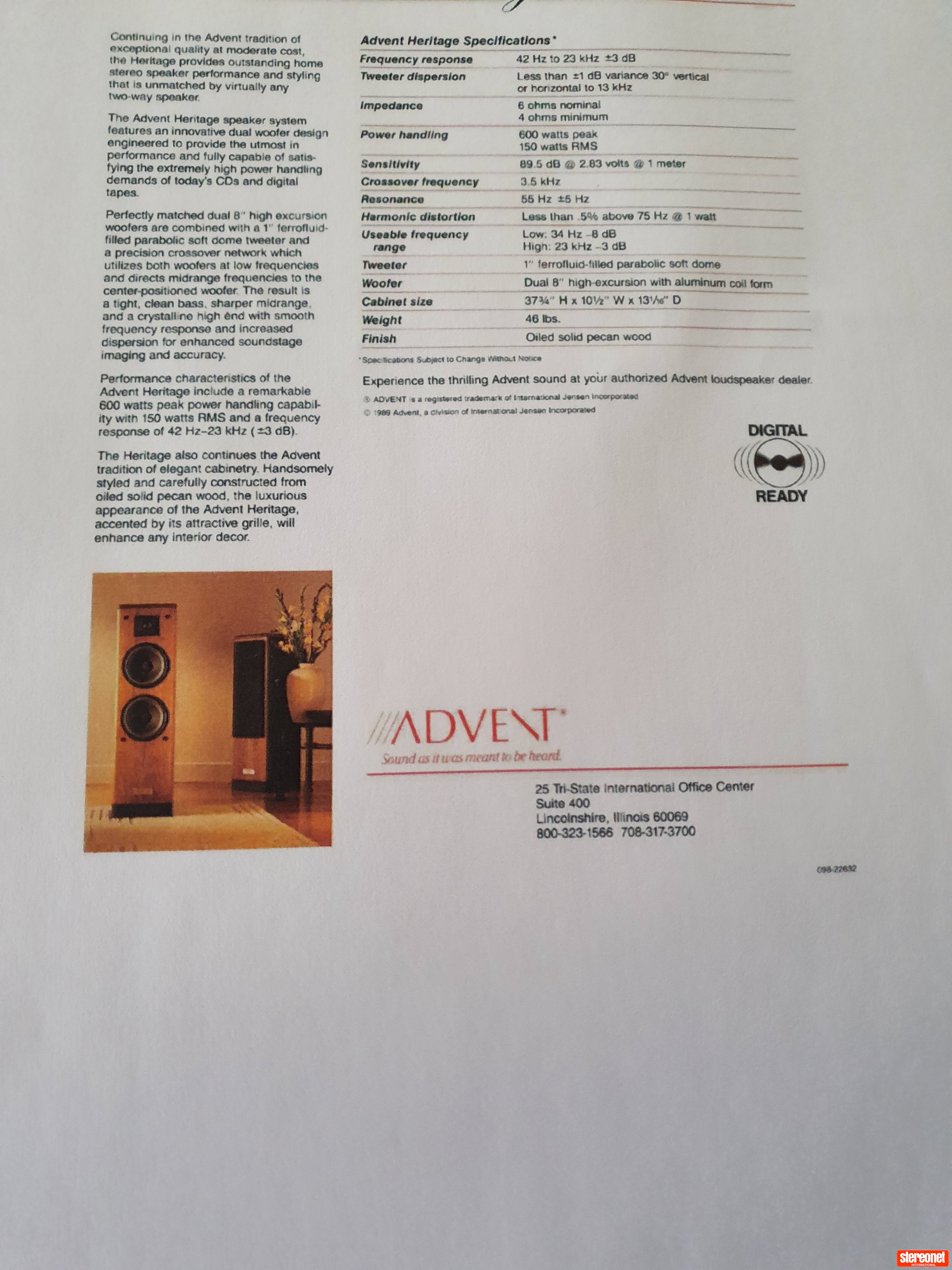 Advent Heritage Floorstanding Loudspeakers - Floorstanders & Large ...