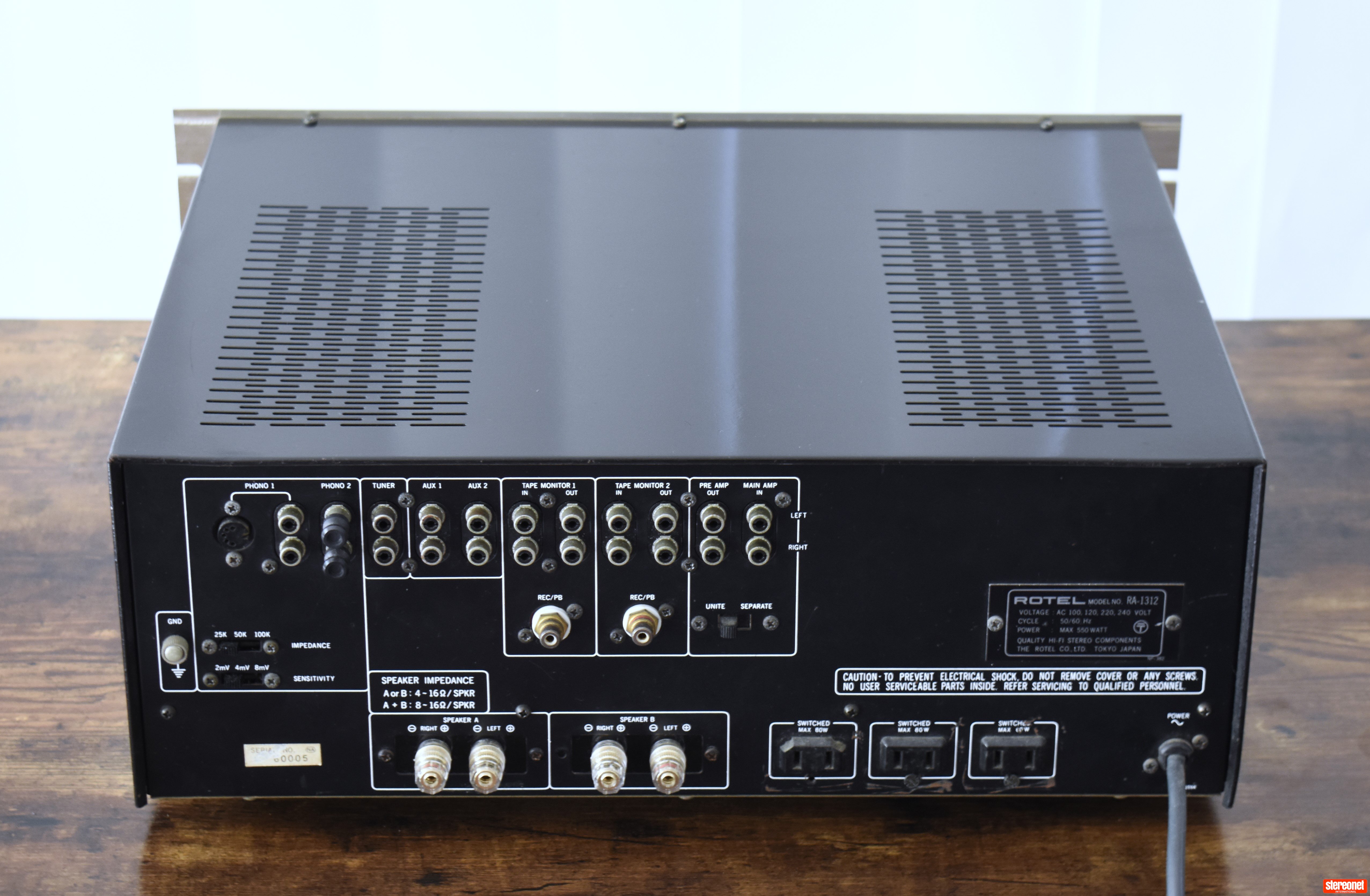 Rotel 1312 Integrated Amplifier (Solid State) - Integrated Amplifiers ...