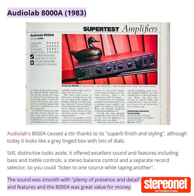 Audiolab 8000A Integrated Amplifier (Solid State) - Integrated ...