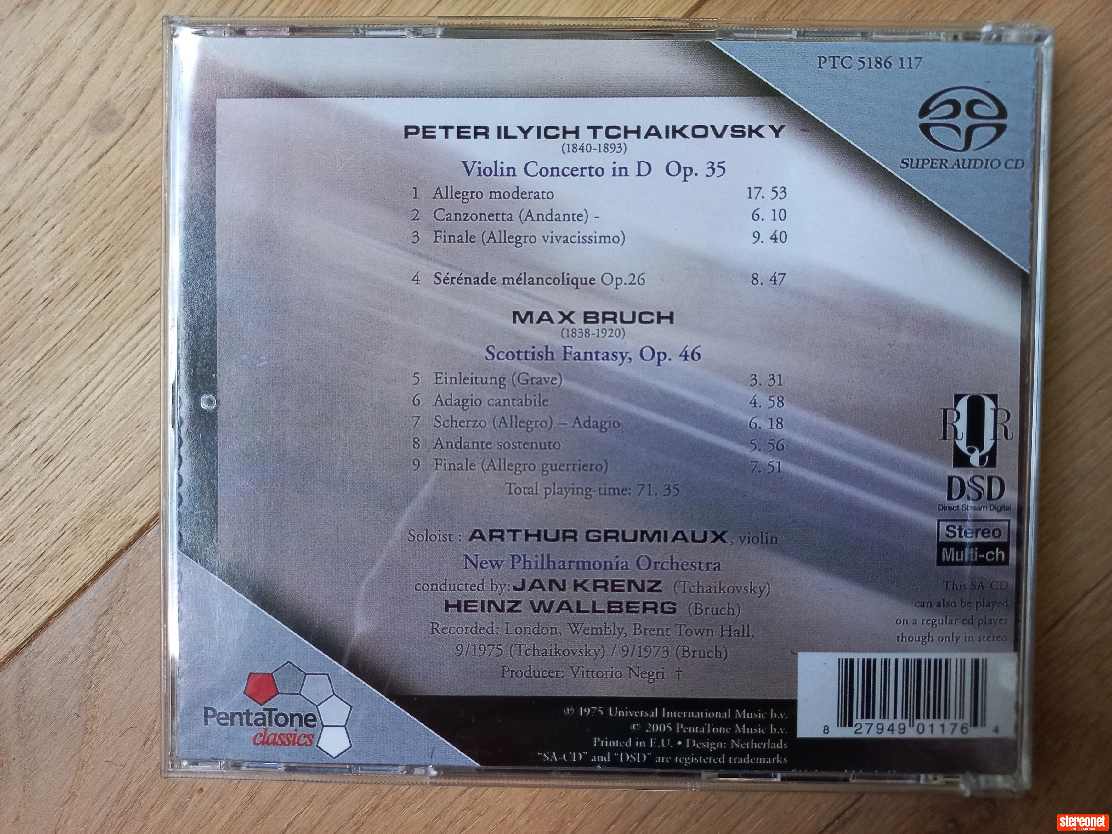 Pentatone SACD - Tchaikovsky V/C & Bruch Scottish Fantasia - Grumiaux ...