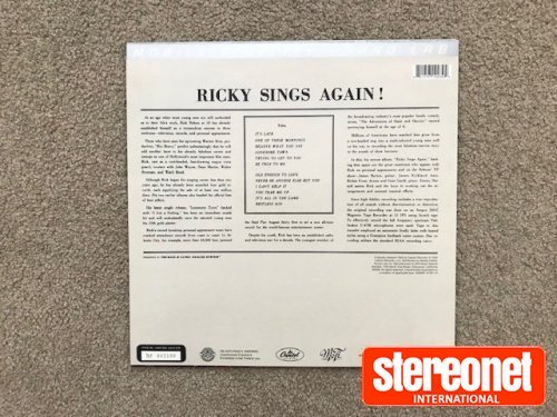 Ricky Nelson "Ricky Sings Again" Mobile Fidelity Sound Lab Vinyl Record ...