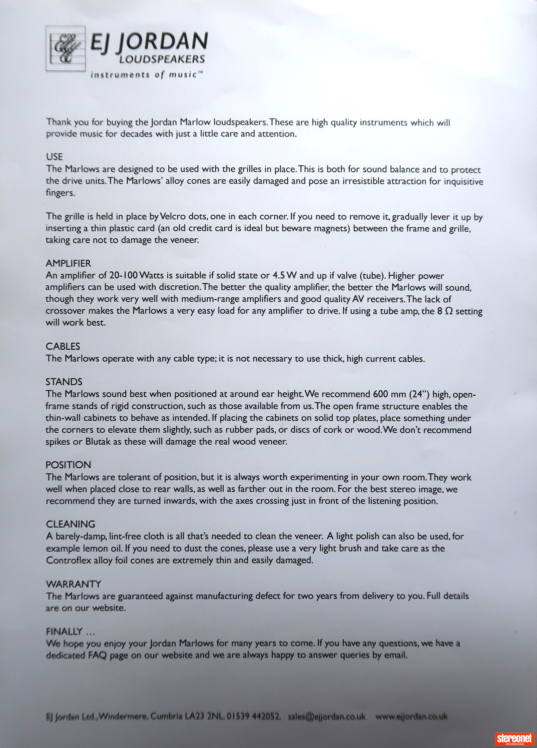 EJ Jordan Marlow Bookshelf Loudspeakers - Bookshelf & Small Monitors - StereoNET