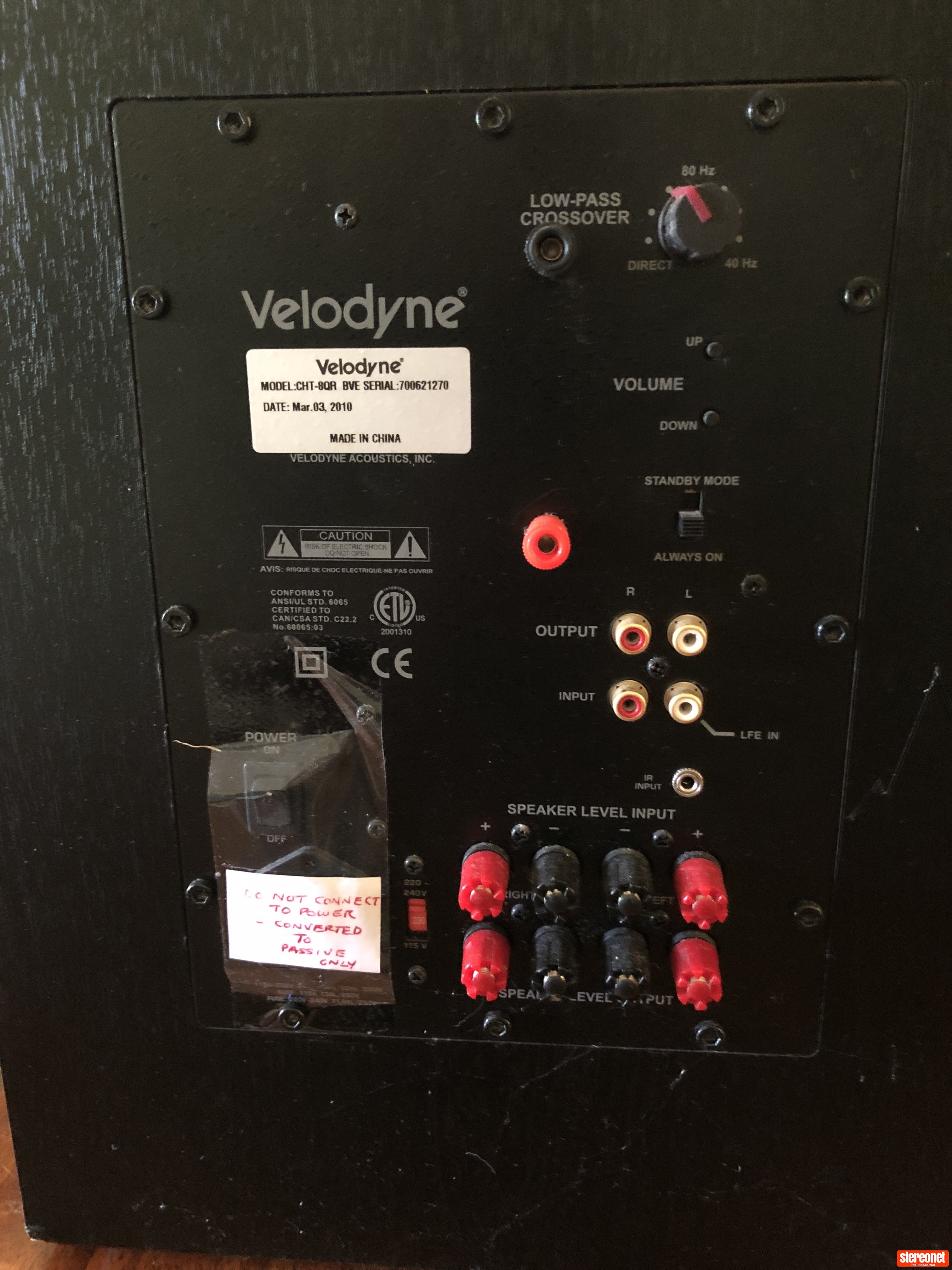 Velodyne CHT-8QR Subwoofer (Active / Powered) - Subwoofers - StereoNET