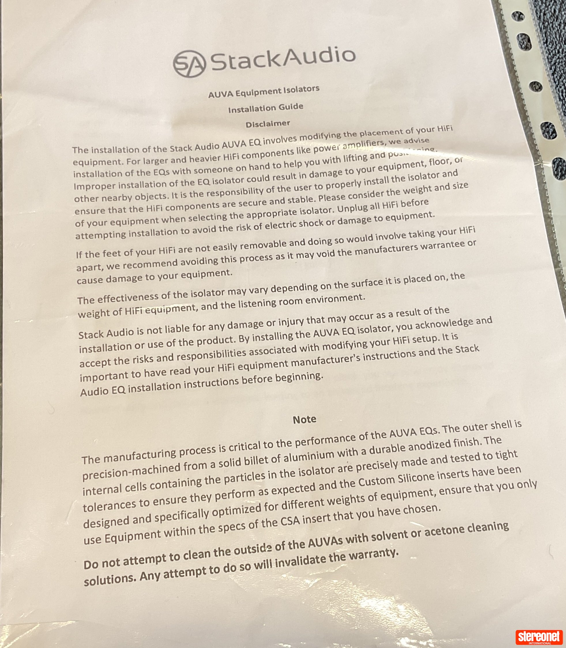 Stack Audio AUVA EQ Isolation Devices - Tweaks / Tuning - StereoNET