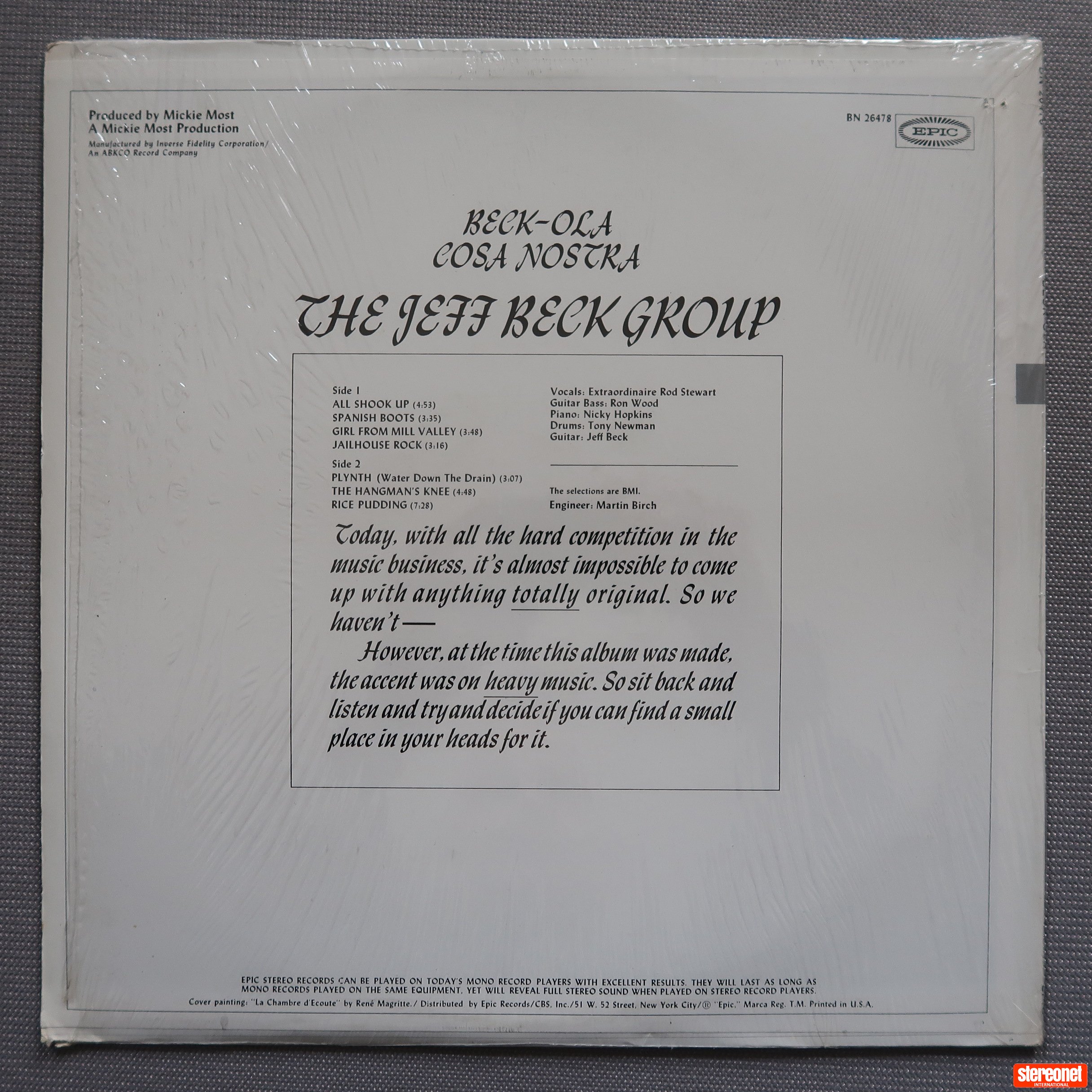 JEFF BECK GROUP - Beck Ola (US original pressing) Vinyl Record (LP ...