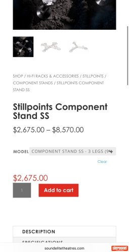 Stillpoints Stillpoint component stand v1 with Ultra SS Isolation ...