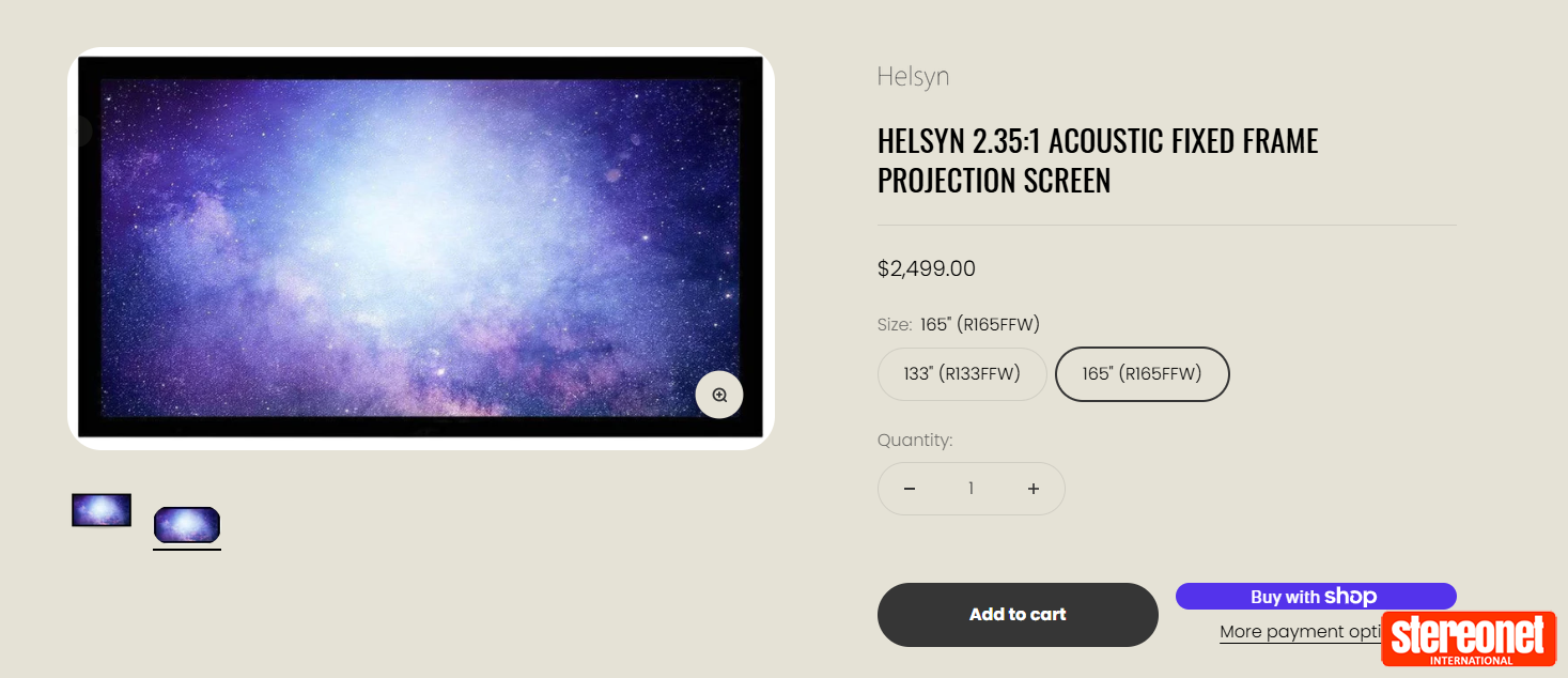 Helsyn 2.35:1 Acoustically Transparent Woven Screen 165 inches ...